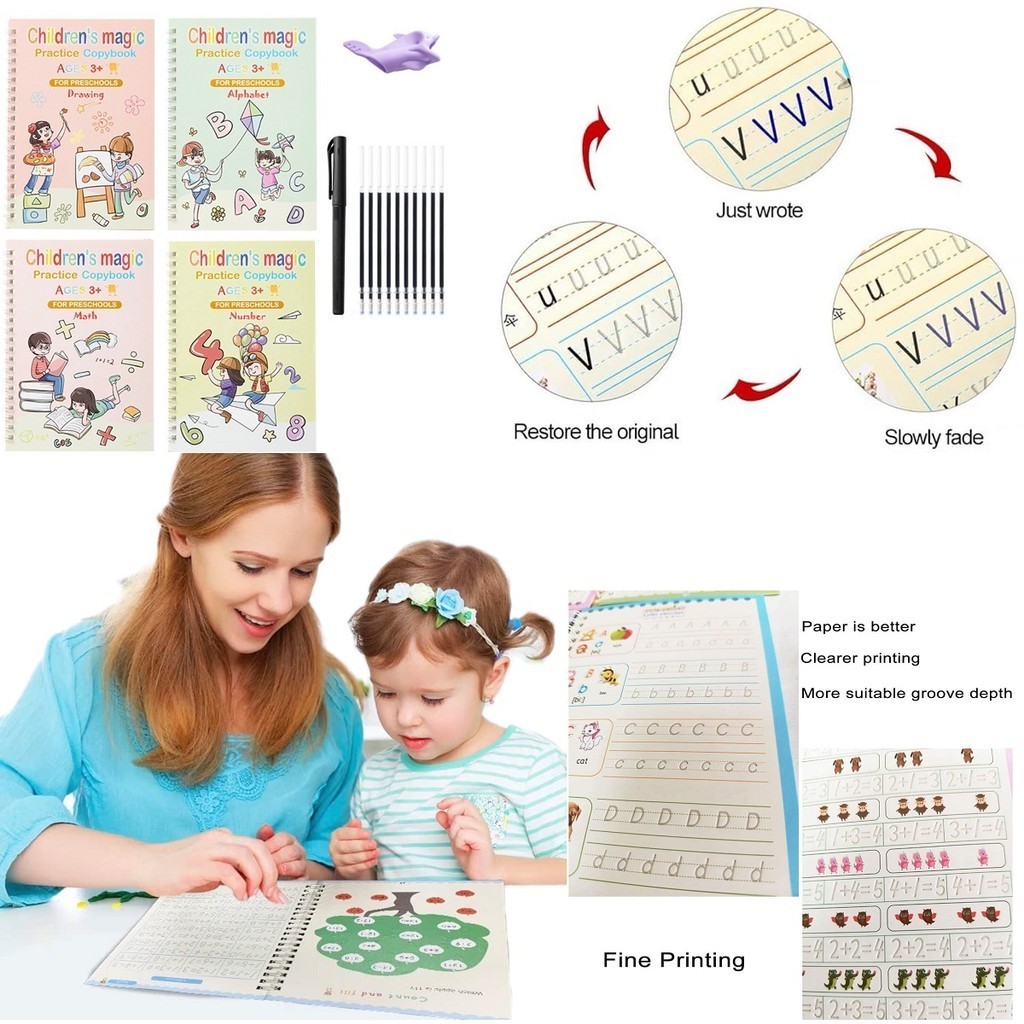4 Book/Set Kids Calligraphy Copybook Sank Magic Practice New Learning ...