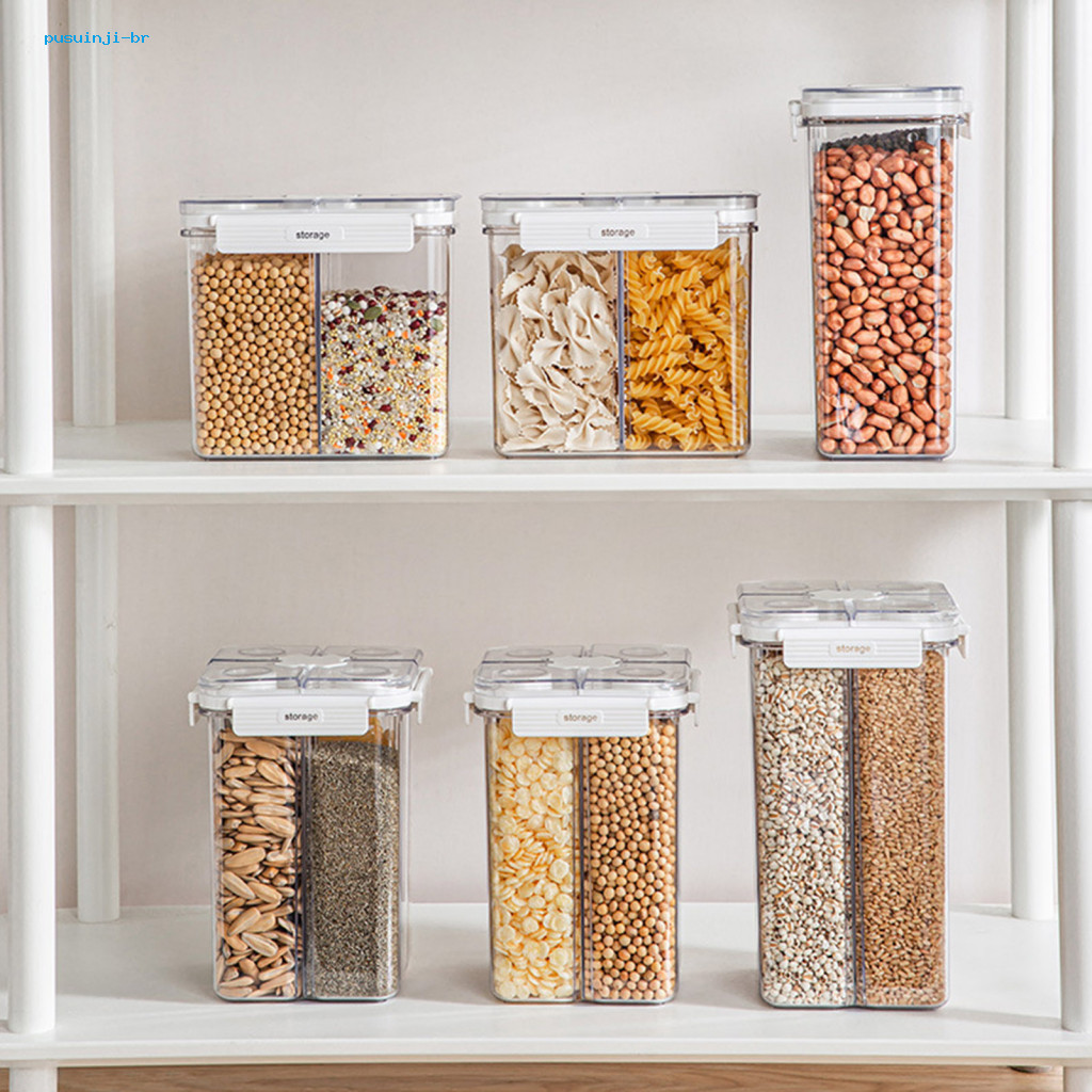 Stackable Grain Storage Organizer Cereal Container Multi-compartment ...