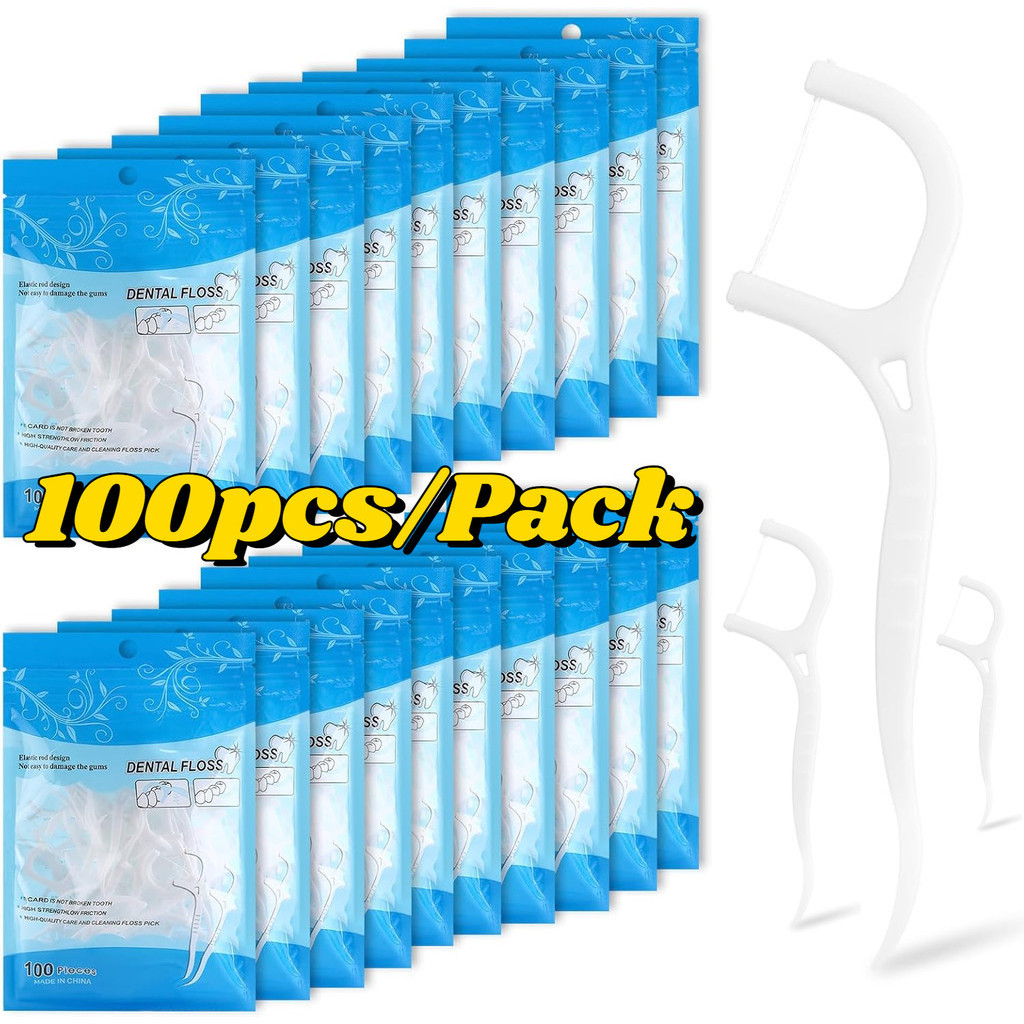 100pcs/Pack Floss Picks Bulk Natural Dental Floss Picks Toothpicks ...