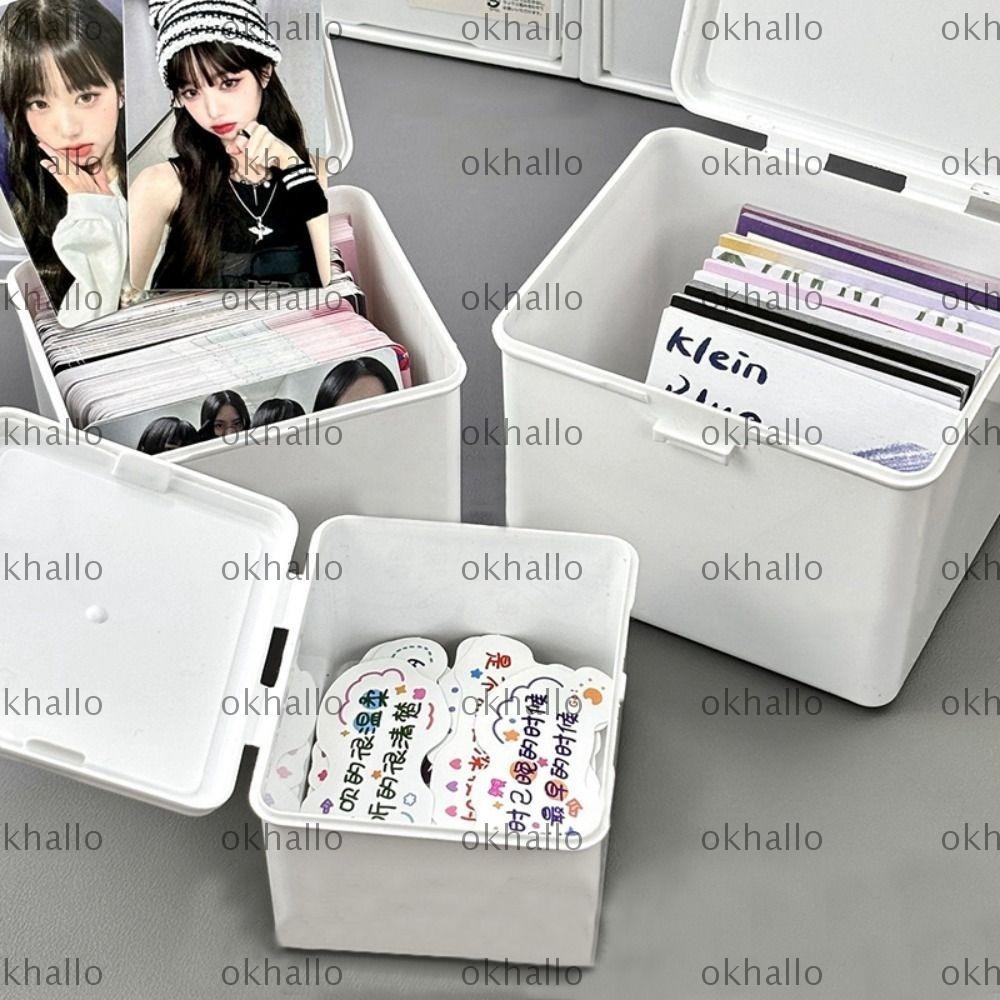 OKHALLO Storage Box, White Idol Cards Collection Box, Supplies ID Card ...
