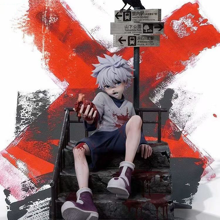 Anime Hunter X Hunter Killua Zoldyck Figure Sitting Posture Statue ...