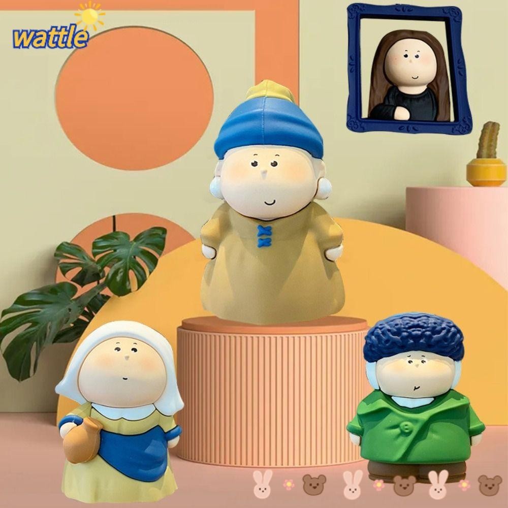 WATTLE Artist Keychain, Van Gogh Pearl Girl Action Figure Pendant, Mona ...