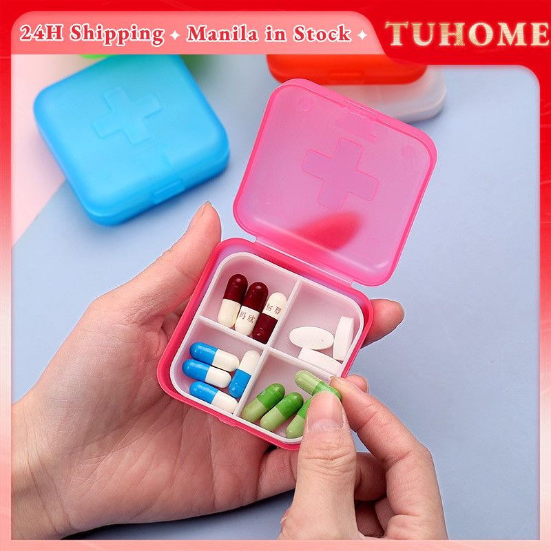 5Pcs Portable Medicine Box 4 Slots Travel Pocket Size Plastic Mini ...