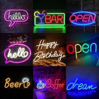 OPEN LED Neon Sign - Coffee & Bar Lighting - Wall Hanging Billboard for ...