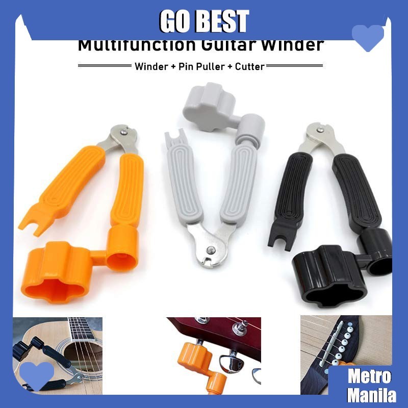 3 in 1 Guitar Peg String Winder + String Pin Puller + String Cutter ...