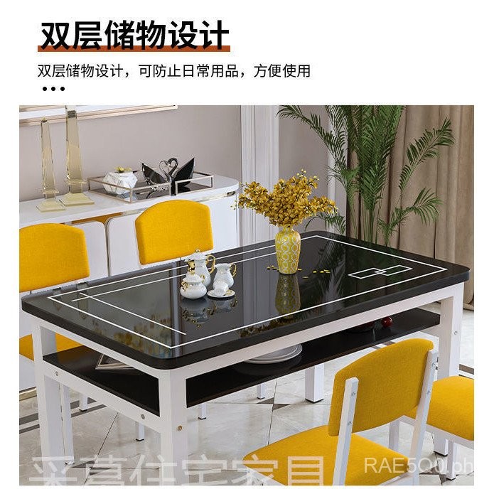 Tempered Glass Double Layer Dining Tables and Chairs Set Small ...