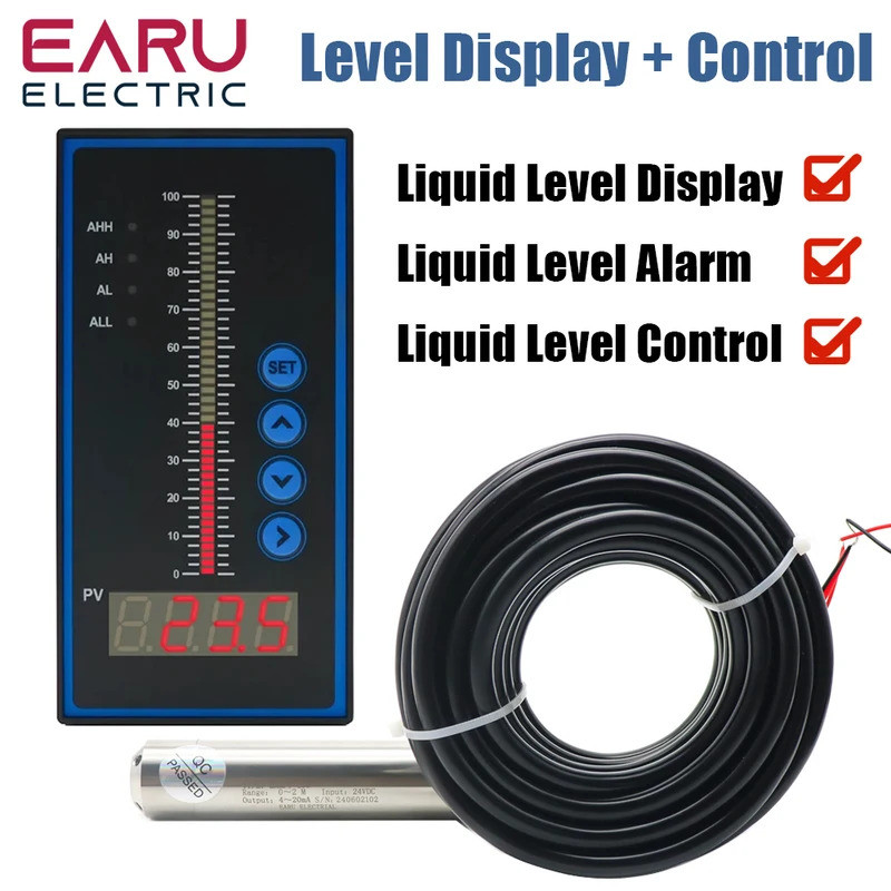 Integral Level Probe Transmitter Level Sensor Controller Output Liquid Oil Water Level Sensor 4 ...