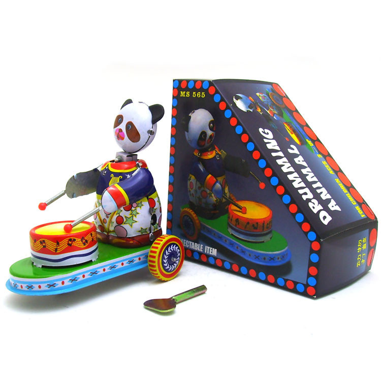 Wind-up Toys Panda Drumming Car Collection Nostalgic Toys Photo Props ...