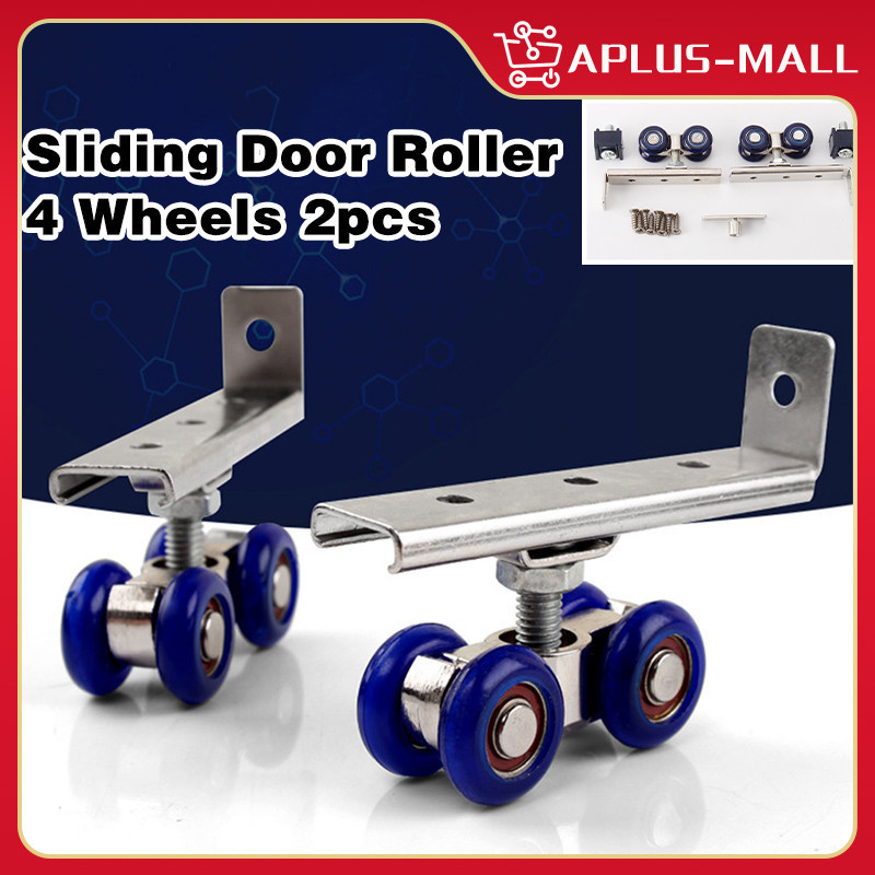 2Pcs Wood Door Hanging Wheels 4 Wheels Sliding Door Roller Wardrobe ...