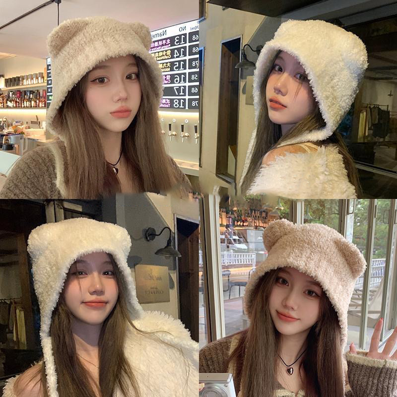 Marbit Autumn And Winter Cute Bear Plush Hat Women's Fashionable Warm ...