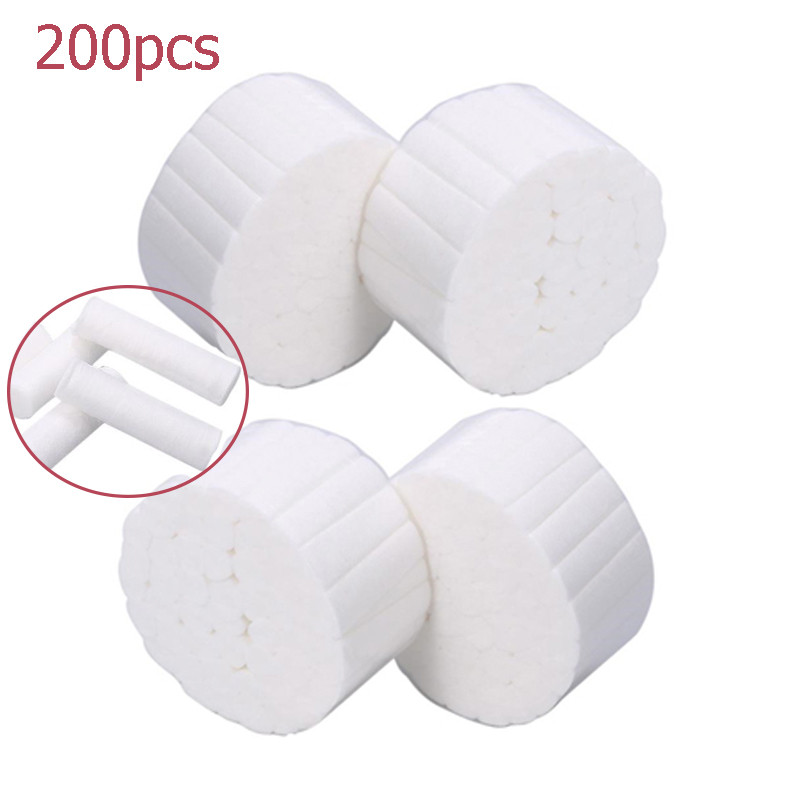 200pcs/4bags Dental 100% Cotton Rolls Tooth Gem Cotton Roll Dental ...