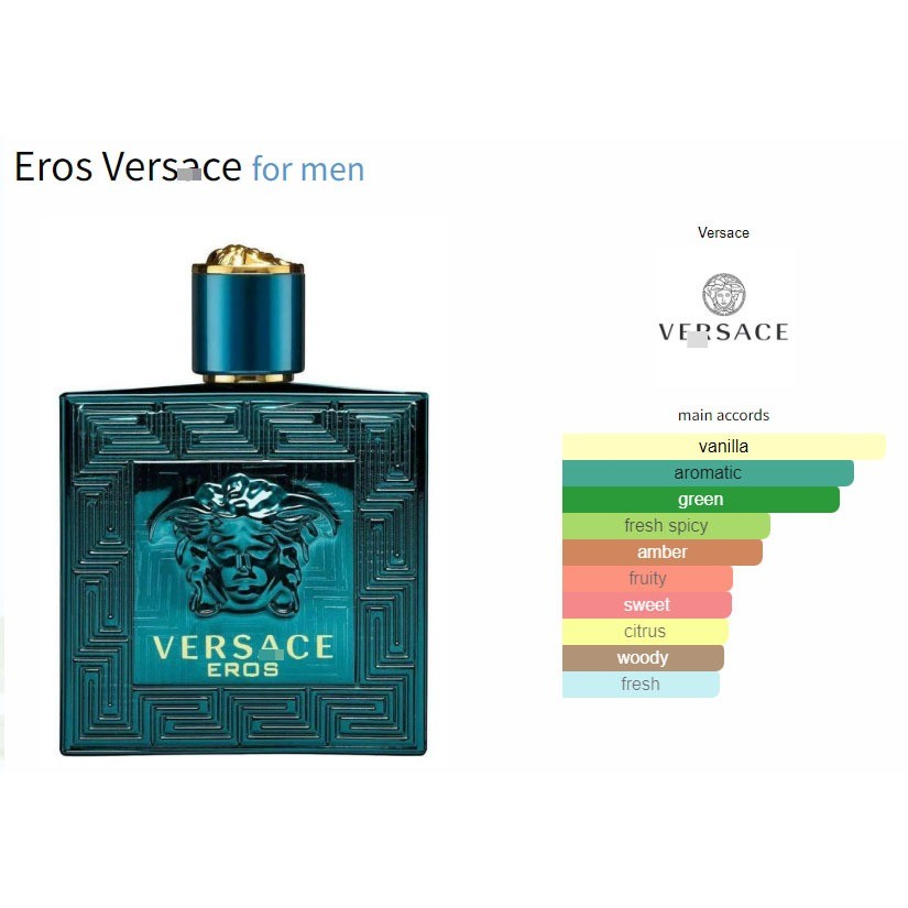 Original Versace Eros EDT For Men 100ML Oil-Based Long-Lasting Perfume ...