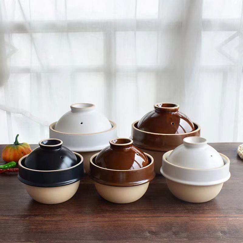 Japanese-Style Double-Lid Casserole Earthenware Pot Soup High ...