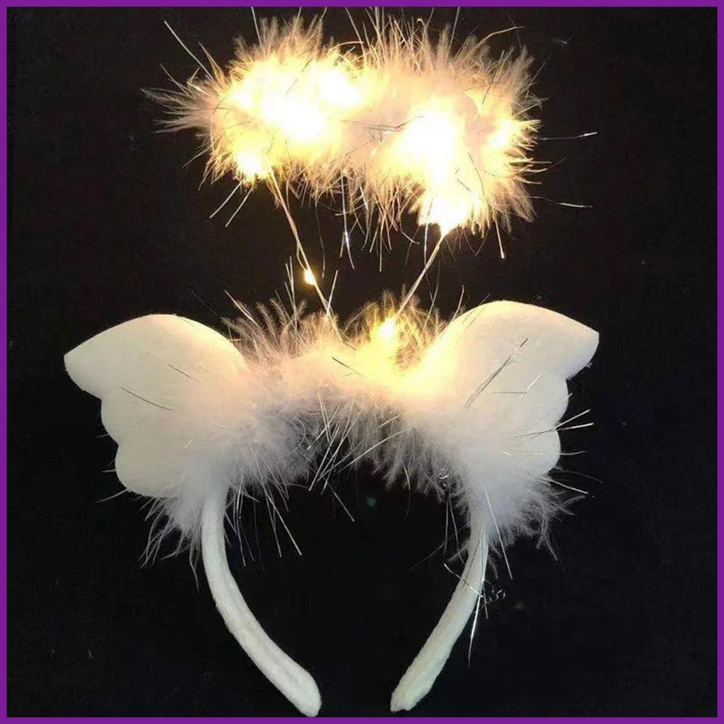 Angel Halo Headband Fluffy LED Angel Halo Costume Exquisite Light up ...