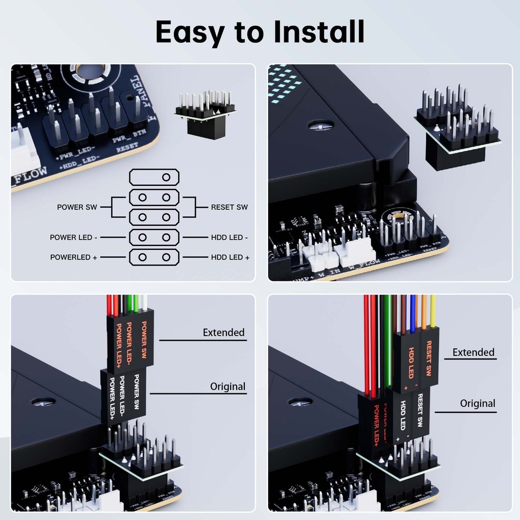 RGB LED Lights Computer Desktop Switch PC Motherboard External Start ...