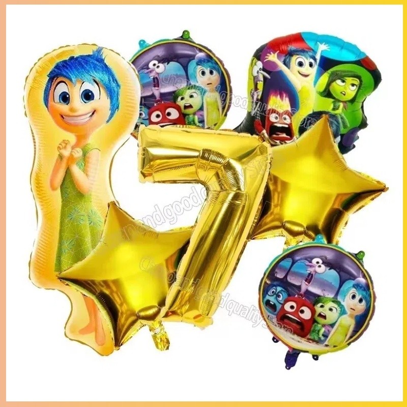 Inside Out Balloon Set Joy Characters Number Balloon Birthday Party ...
