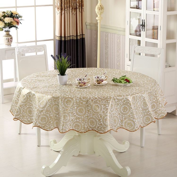 4/6/8 Seaters Round Table Cover Flower Pattern Household Table Mat PVC ...