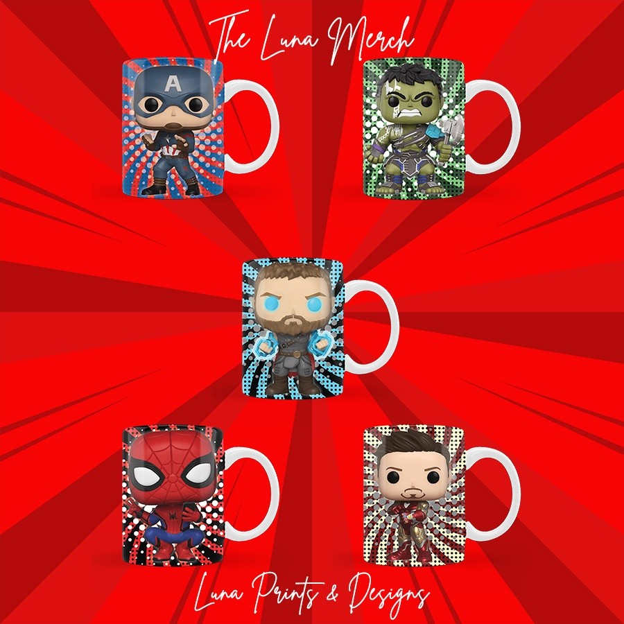 Marvel Comics-Avengers Funko pop Mug Collection (Captain America, Hulk ...