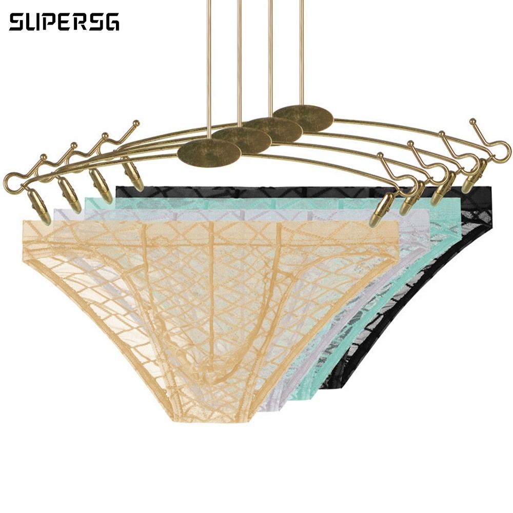 SUPER| Sexy Men Nylon Briefs Cool Low-rise Underwear Bikini Transparent ...