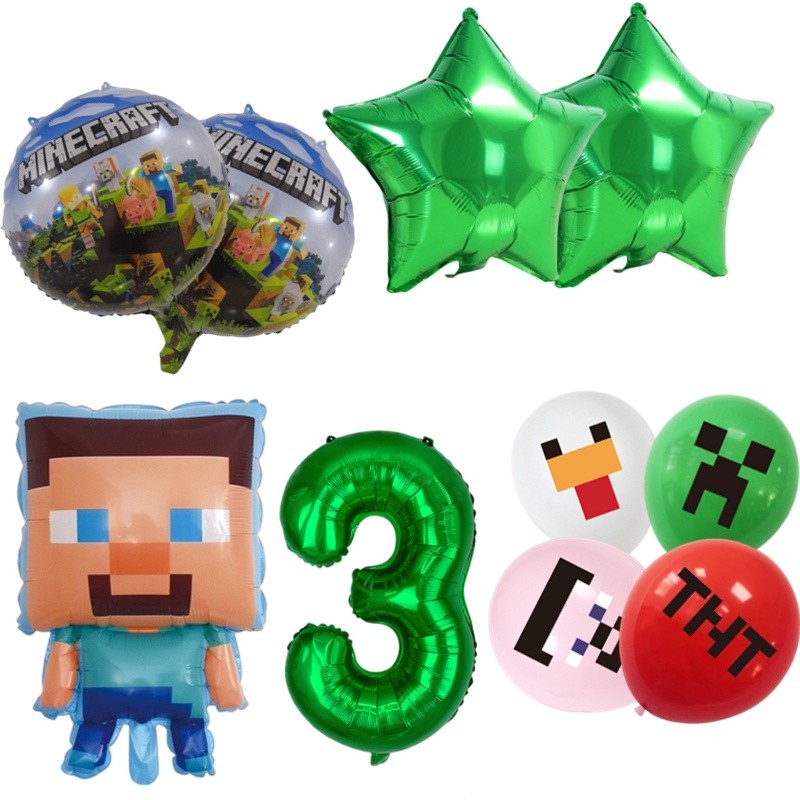 Minecraft Theme Balloon Set for Birthday Party Decorations Video Game ...