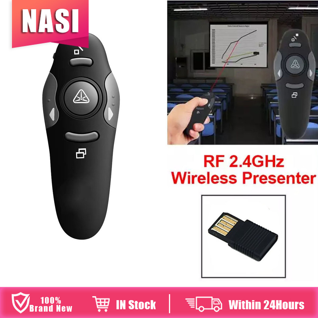 2.4GHz Wireless PPT Clicker Laser Presenter Powerpoint Remote Control ...
