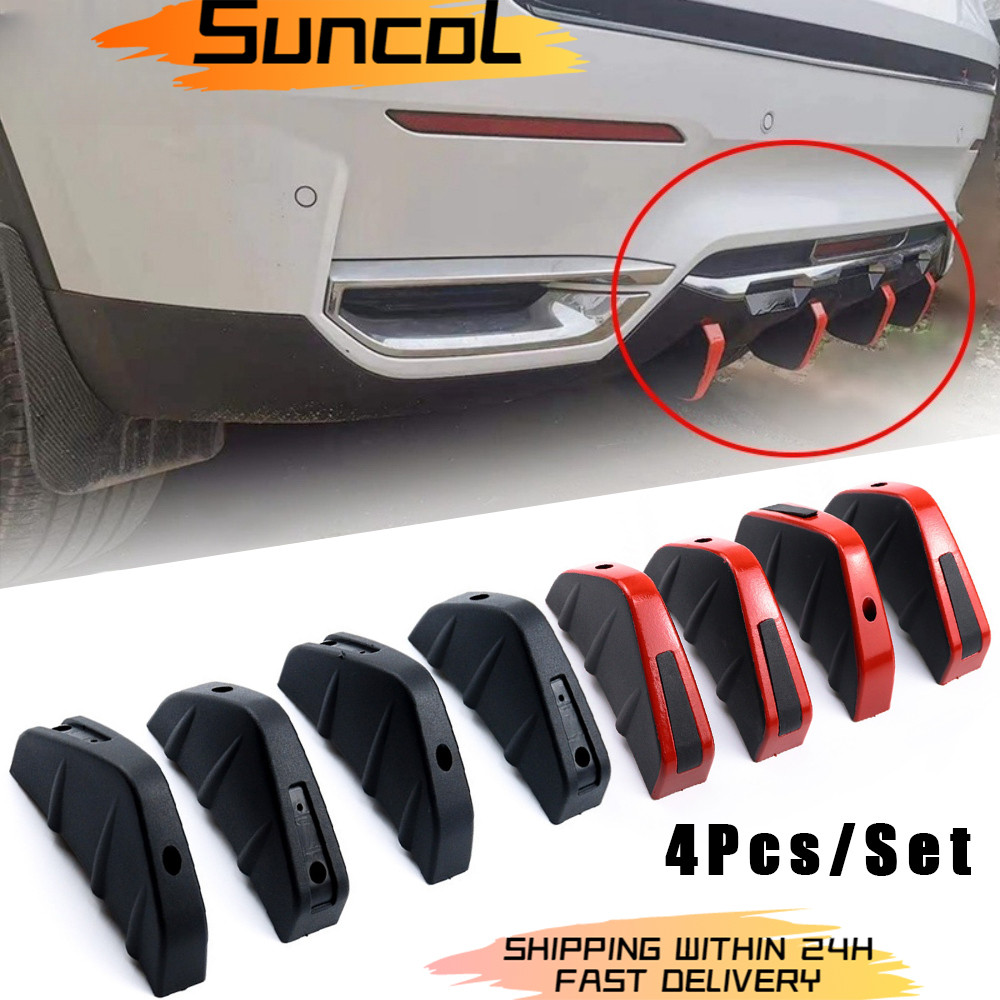 4Pcs Universal Car Modified Shark Fin Rear Spoiler Car Rear Bumper ...