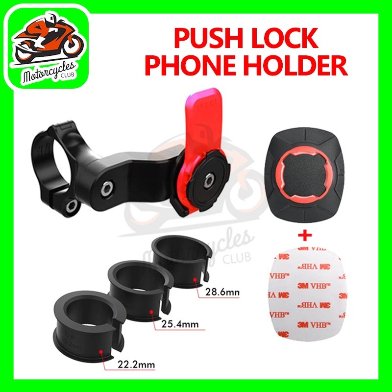 PUSH LOCK MOTORCYCLE BICYCLE ELECTRIC SCOOTER PHONE HOLDER MOUNT ...