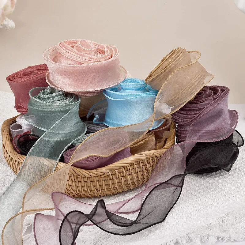 40mm 10Yards Wavy Edge Fishtail Yarn Organza Ribbon for Gift Wrapping ...