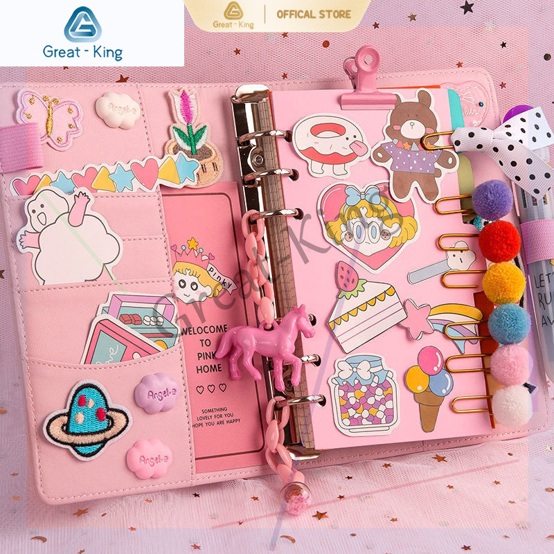 Diary notebook Planner Set Girl's Heart Pink Cute schoolsupplies with ...