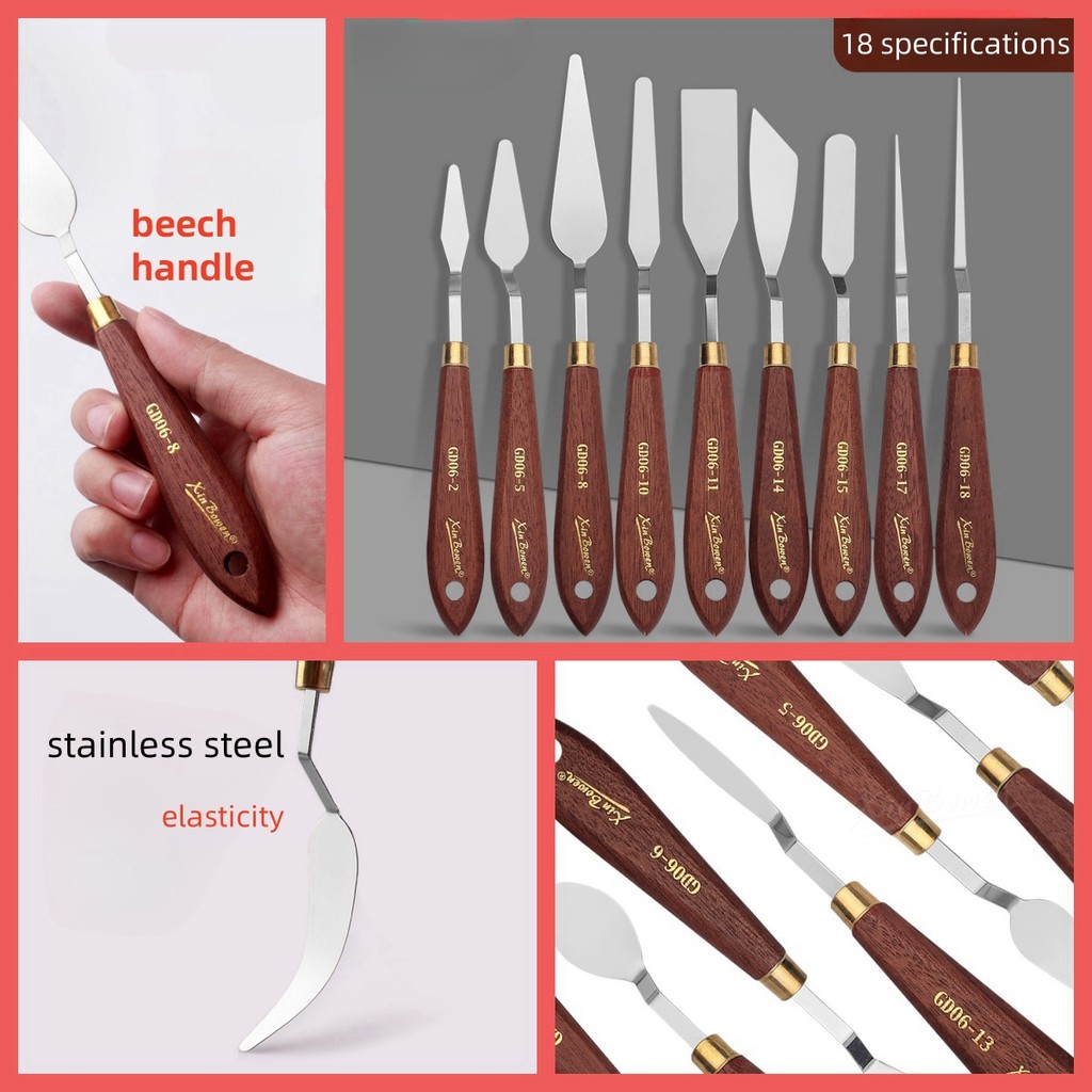 Painting scraper/palette knife/stainless steel blade/beech handle/18 ...