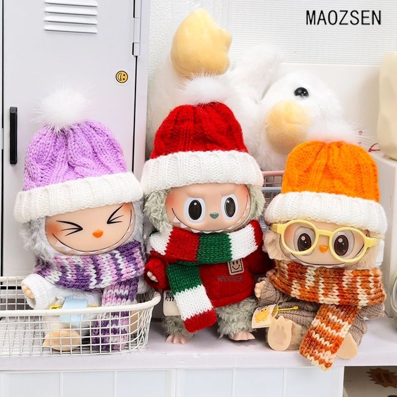 labubu clothes pants hat Scarf for 17cm labubu macaron and labubu V2 ...