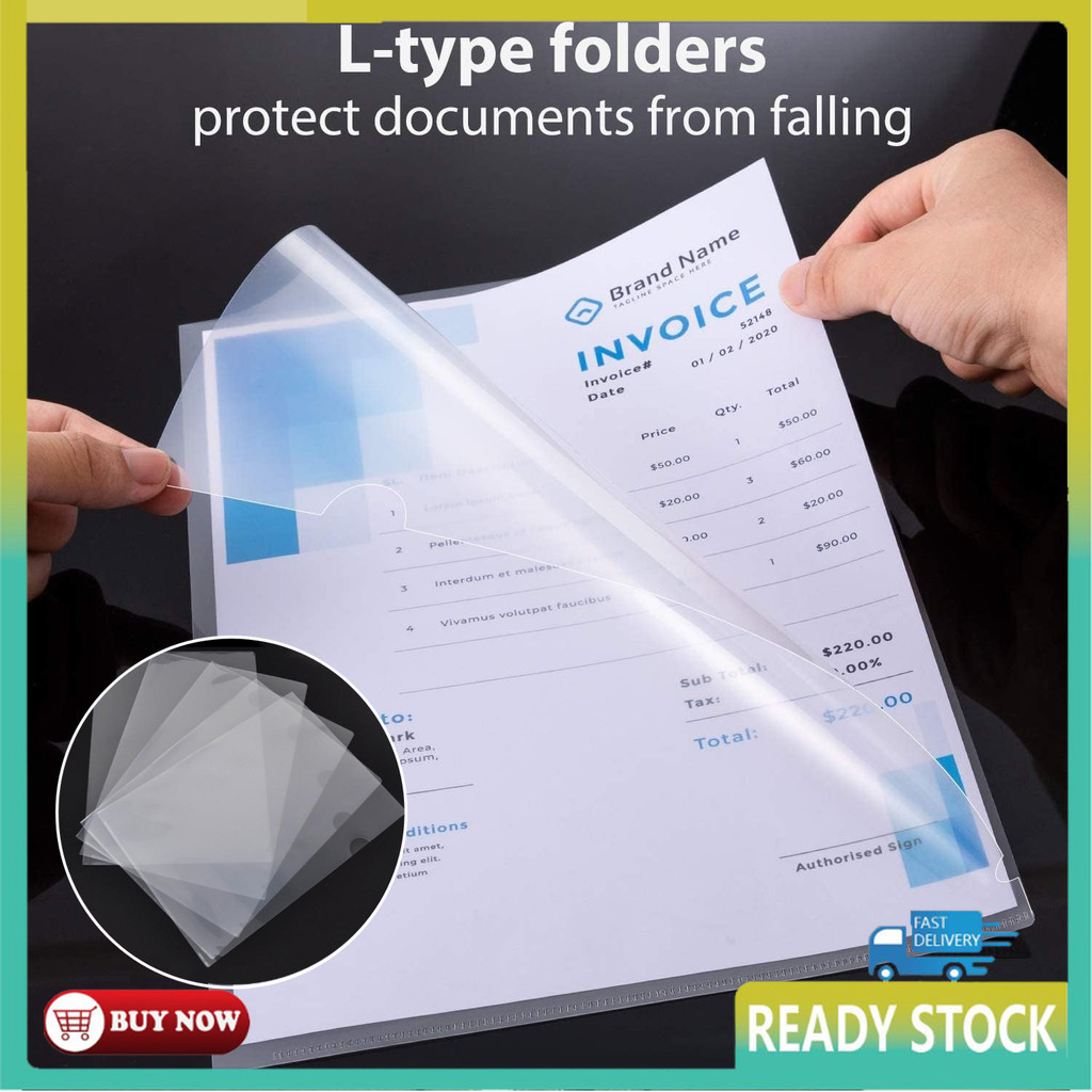 30pcs L Type Folder Transparent A4 Plastic Folder Paper Sleeves Ideal ...