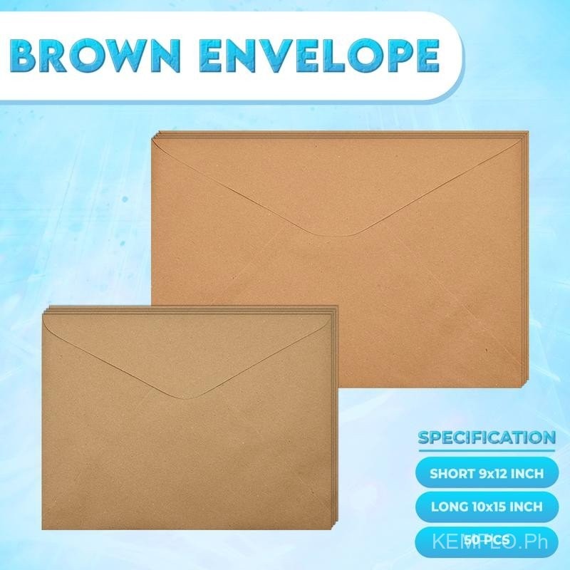 50PCS - Brown Envelope Long & Short For School Business and Office Use ...