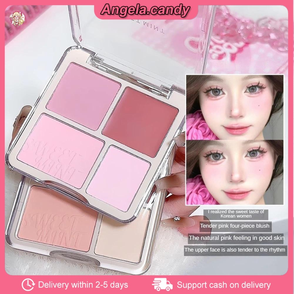 4 Color Blush Palette Natural Face Blusher Waterproof Pink Cheek ...