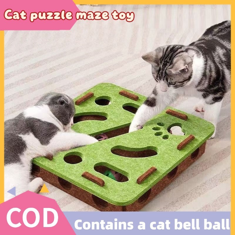 Felt Splicing Box Contains Cat Bell Balls Cat Puzzle Maze Toys Pet Self ...