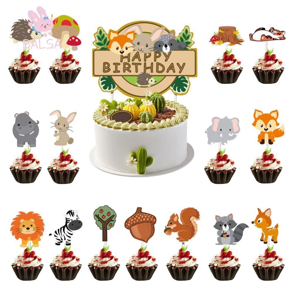 BALSA 48PCS Woodland Cupcake Toppers, Cupcake Toppers Cake Topper ...