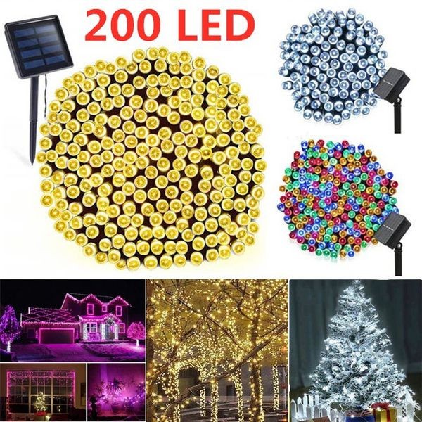 Solar-Powered 100 LED String Lights RGB/Warm White Waterproof Fairy ...