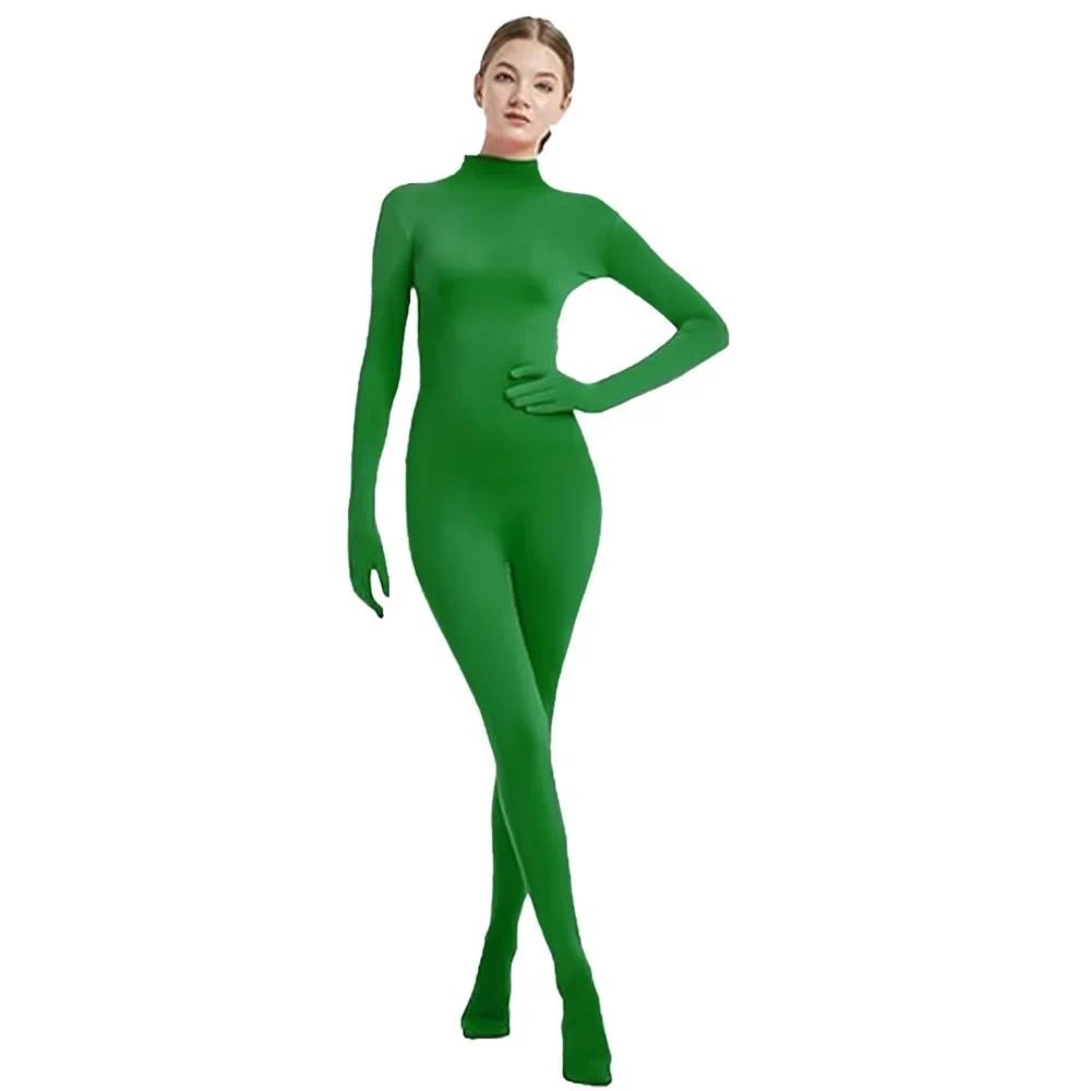 Adult Kids Black Spandex Full Body Zentai Suit Footed Jumpsuit Bodysuit ...
