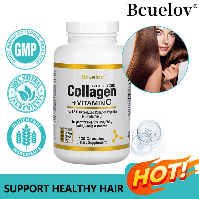 Bcuelov Hydrolyzed Collagen Supplement with Vitamin C for Healthy Skin ...