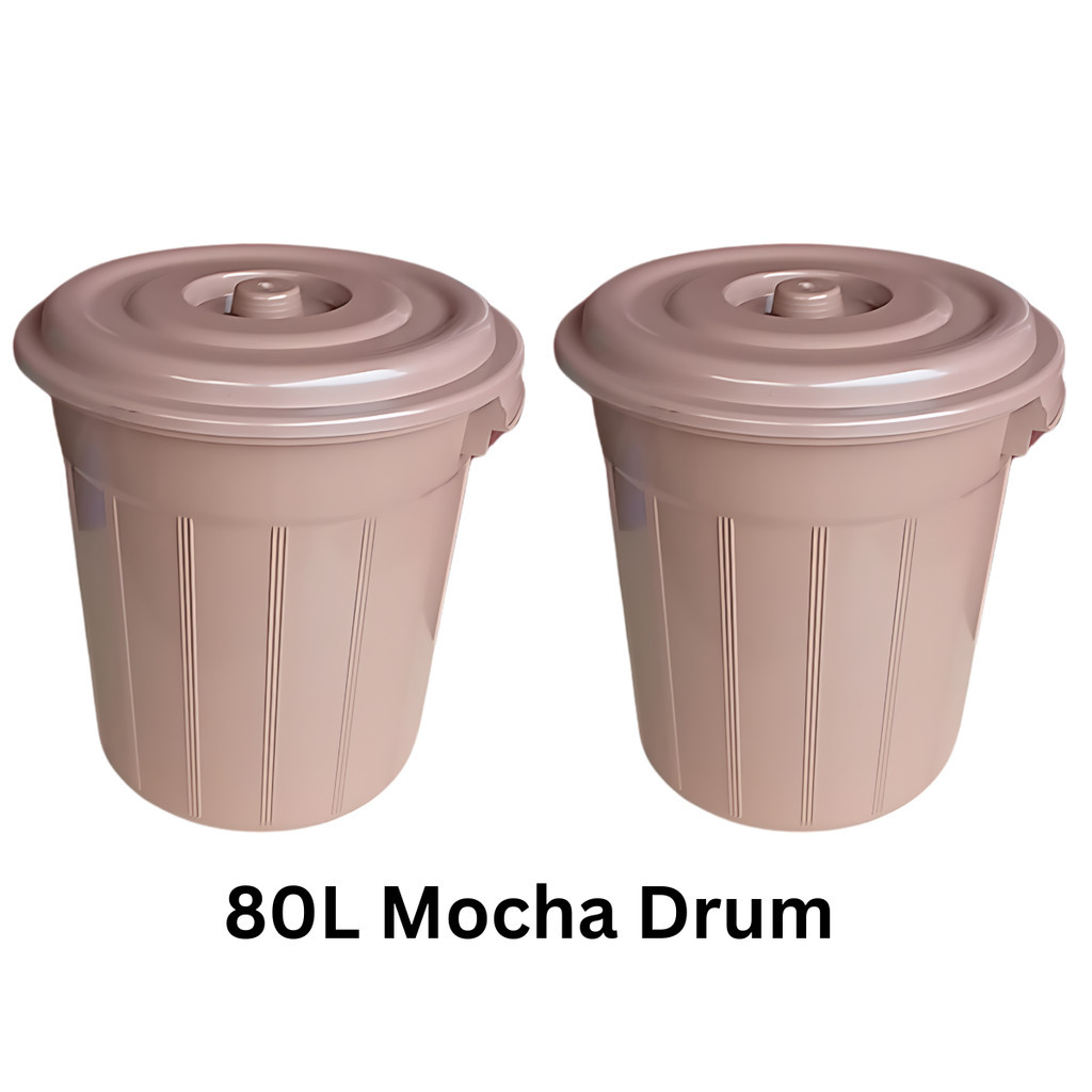 Happy Plastic 40, 60 & 80L Beige / Dark Aesthetic Water Storage Drum Durable High Quality ...