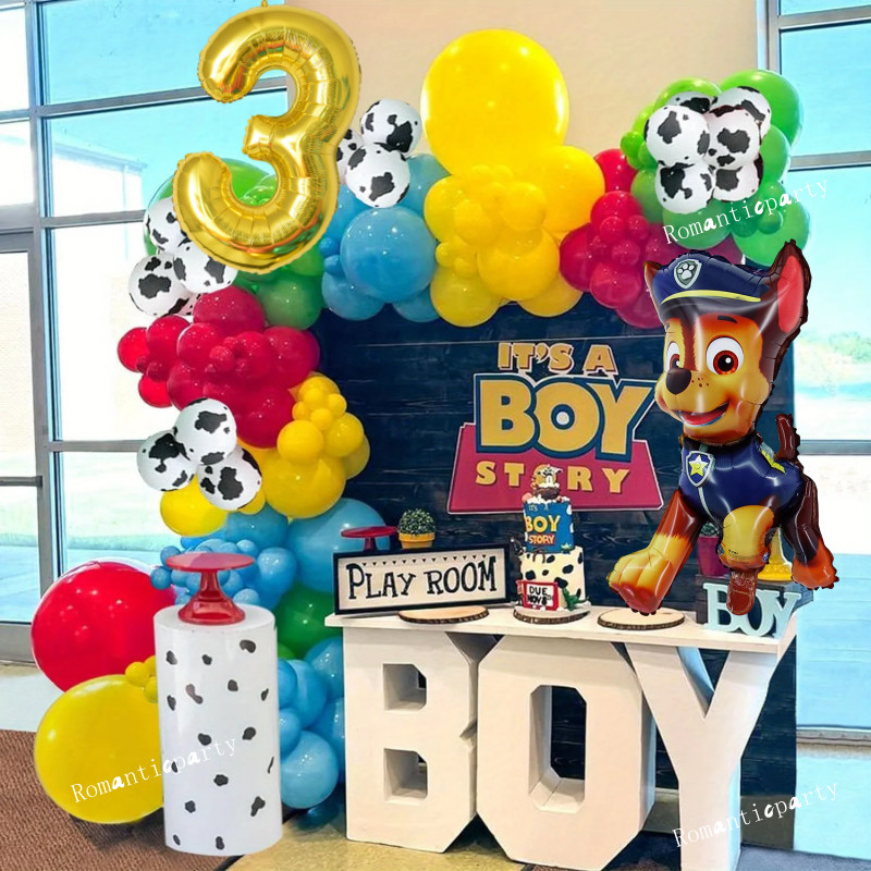 Paw Patrol Balloons Garland Arch Set Running Chase Gold Theme Boys Birthday Party Decoration ...