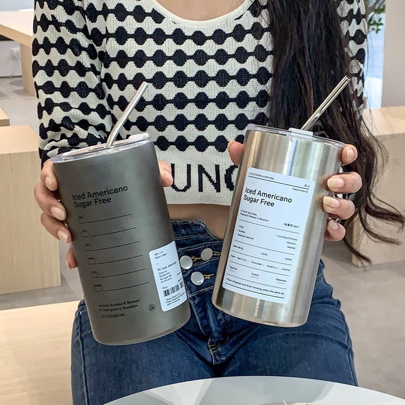 YOUJ 600ml Ice Coffee Industrial Style Stainless Steel Industrial Style ...