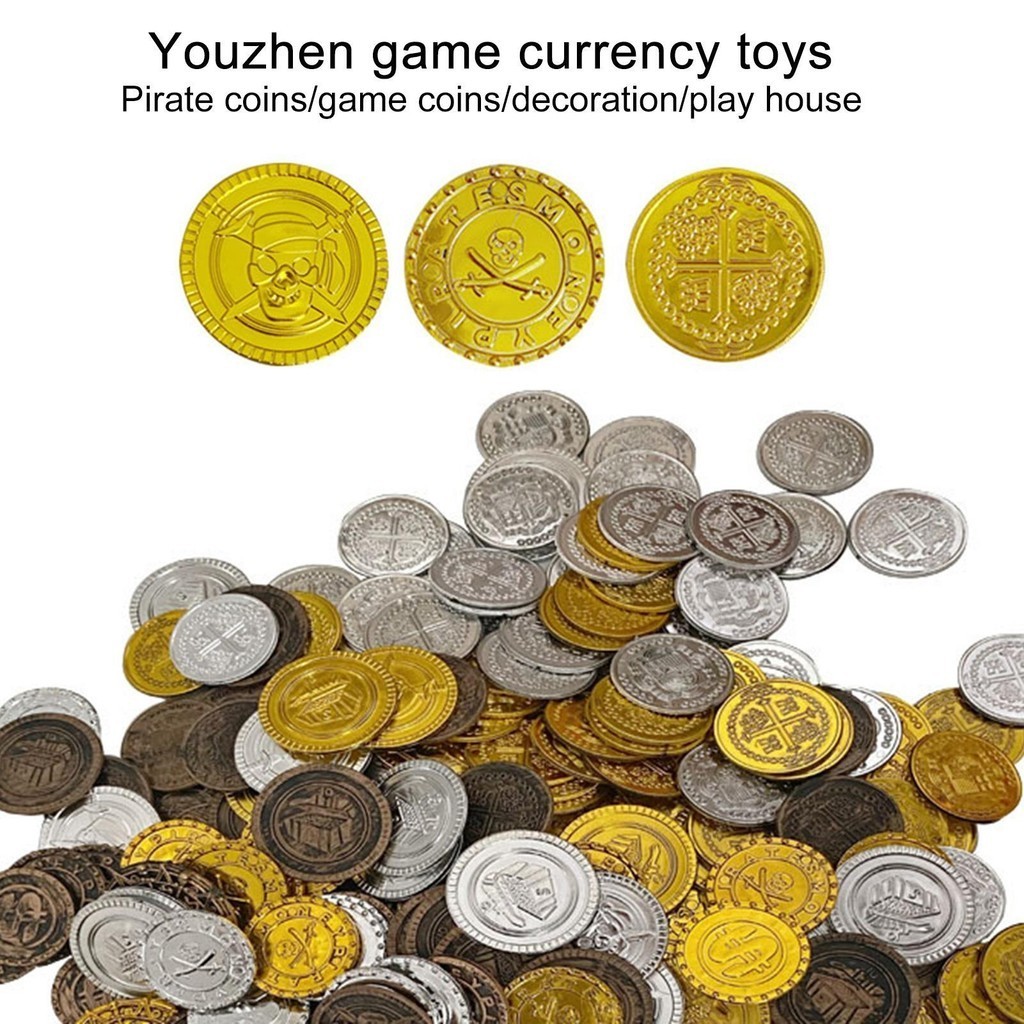 Pirate Treasure Hunt Coins Toys 100Pcs Kids Treasure Hunt Coins Metal ...