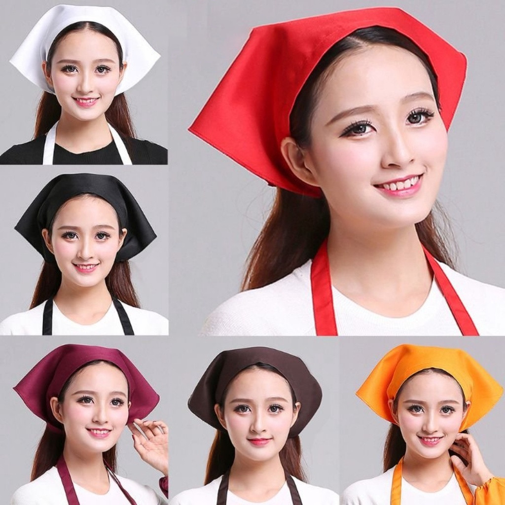 Waiter triangle towel kitchen restaurant chef hat Solid color Headwear ...