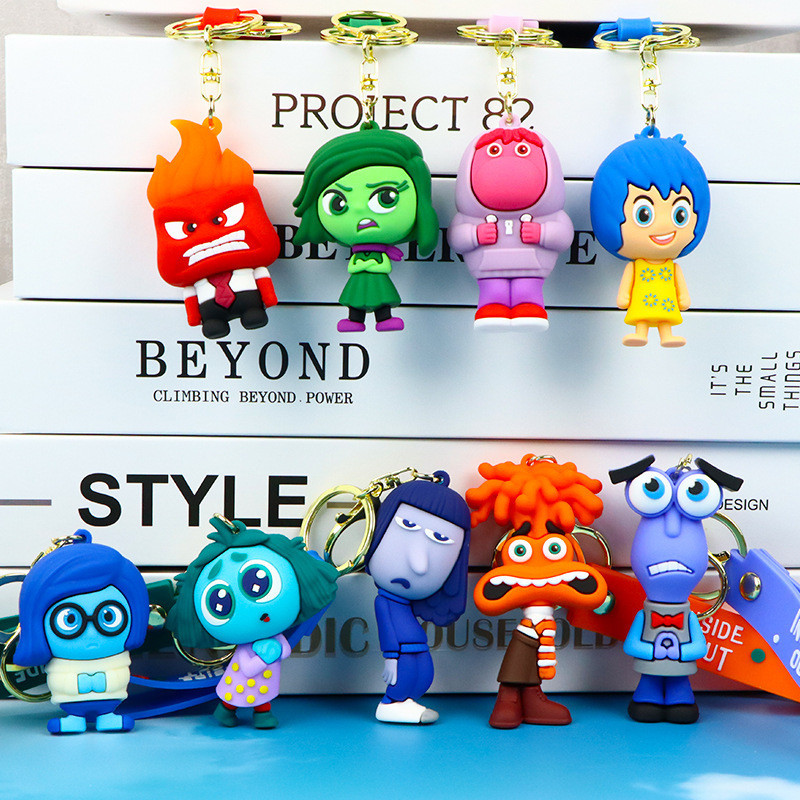 Anime Inside Out 2 Figure Keychain Joy Anger Sadness Disgust Fear ...