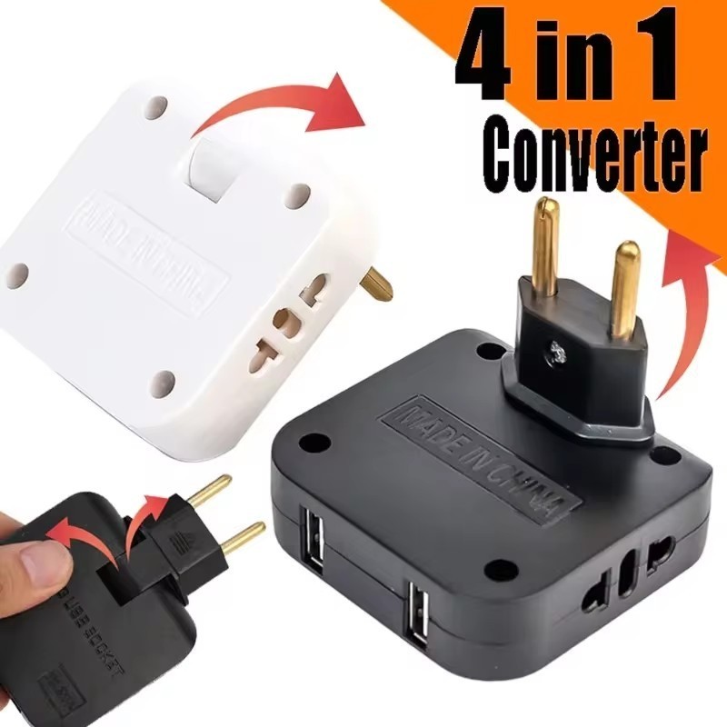 4 In 1 Plug EU Socket Converter - 180 Degree Extension Plug - Foldable ...