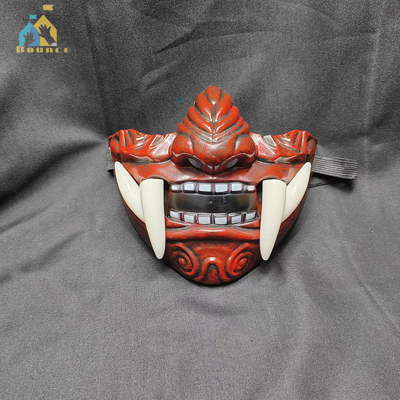 Bounce Halloween Masquerade Red Prajna Mask Cospiay Noh Japanese Latex ...