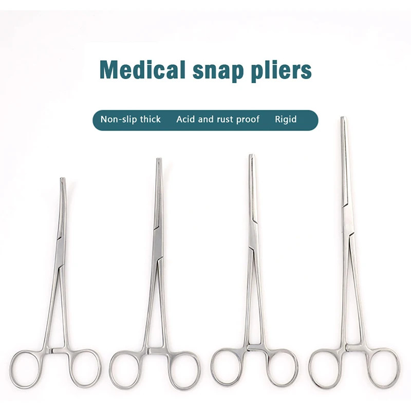 Curved Tip and Straight Tip Forceps Medical Stainless Steel Snap Pliers ...