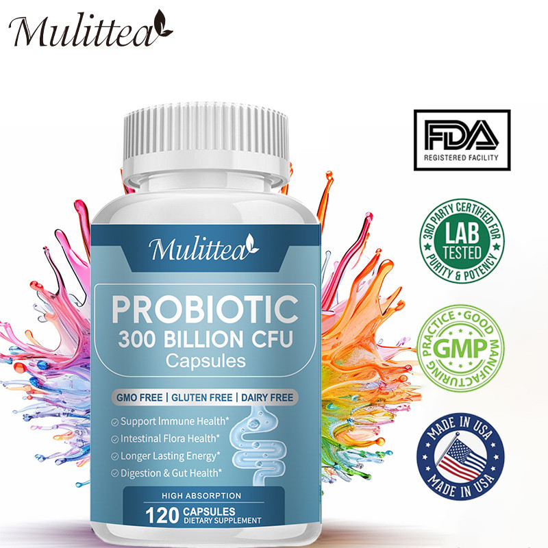 Mulittea Probiotics 300 Billion CFU Capsules for Digestive Health ...