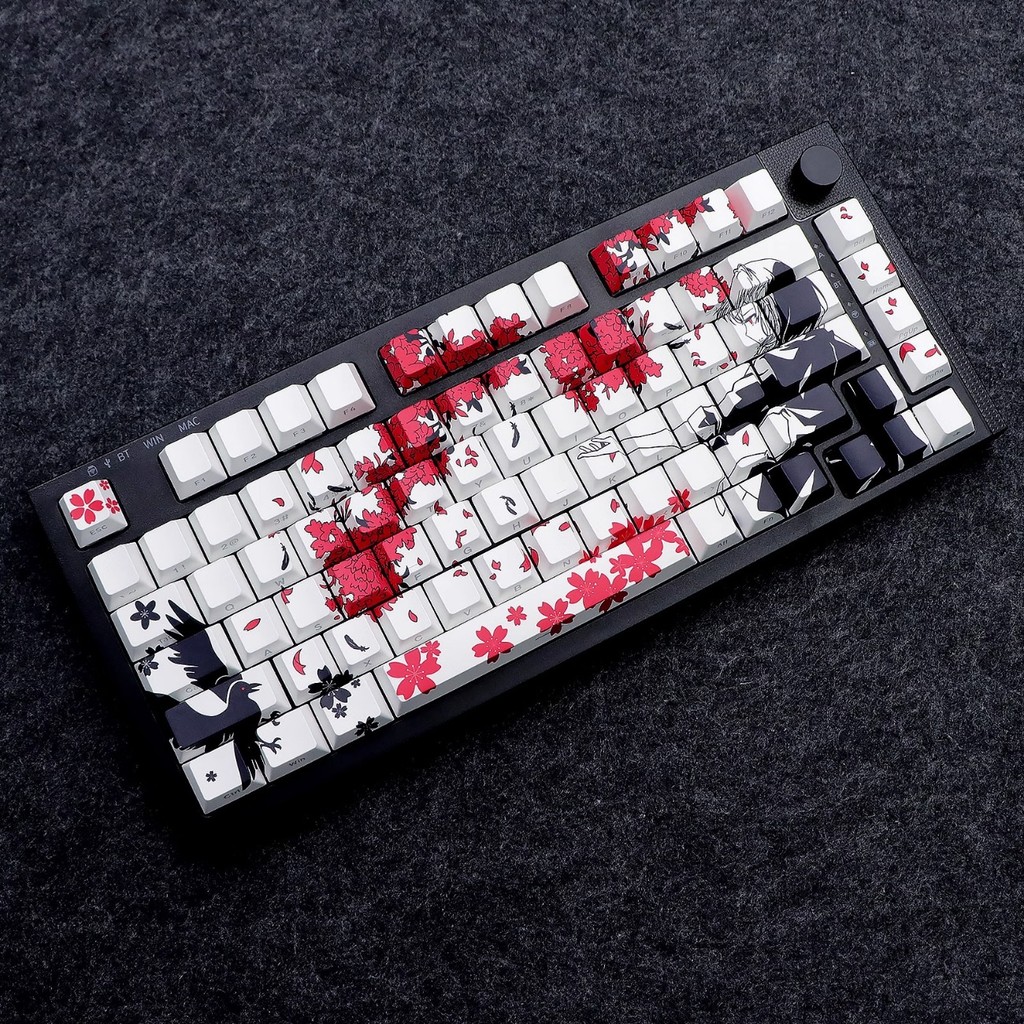 Sakura Raven Keycap Cherry Profile 130 Keys PBT Five-sided Dye ...